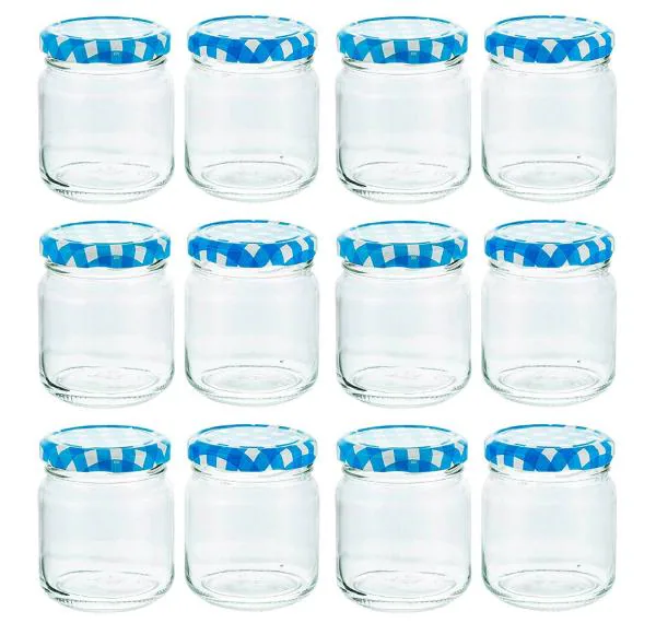 Machak Clear Glass Round Glass Jar, 200 Ml (Pack Of 12) - JioMart