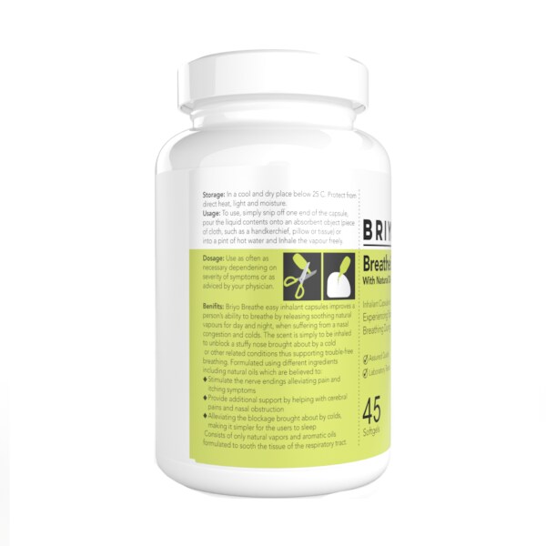 Briyo BraetheEase - 45 Decongestant Capsules for Experiencing Trouble ...