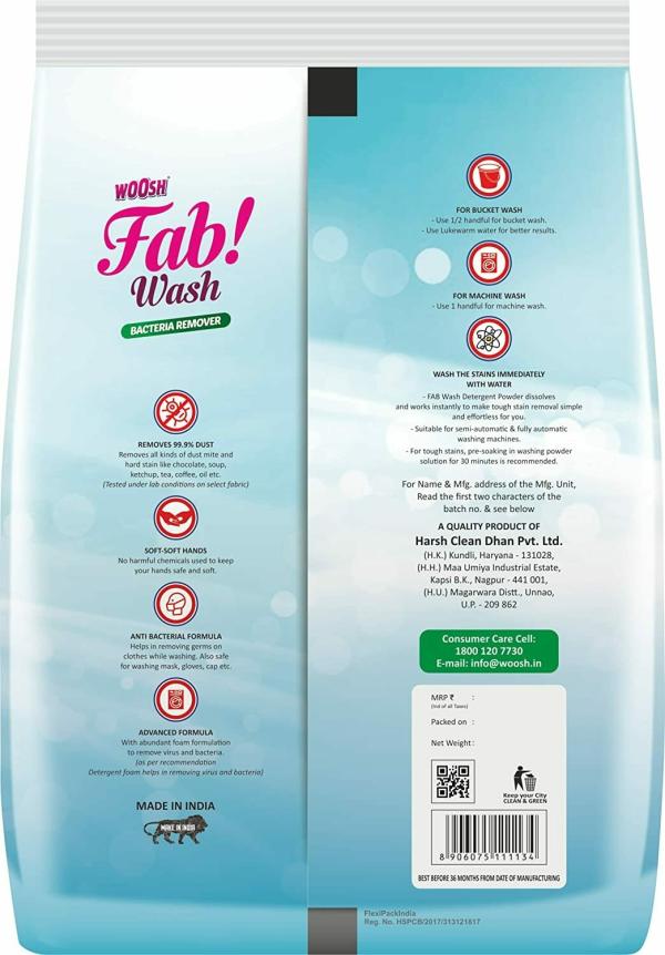 WOOSH Fab Wash Fabric Detergent Powder 5 Kg (Free Fab Wash Liquid ...