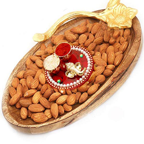 Jaiccha Ghasitarm Gifts Bhaidhooj Gifts- Wooden Almond Platter with ...