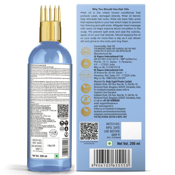 WOW Skin Science Cool Mint Hair Oil - with Comb Applicator - Non Sticky ...