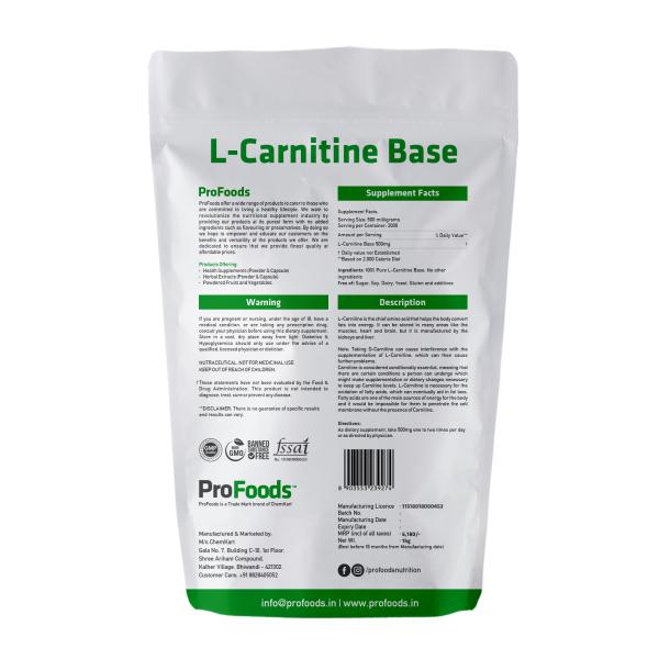 ProFoods L Carnitine Base Powder Health Supplement 1 kg - JioMart