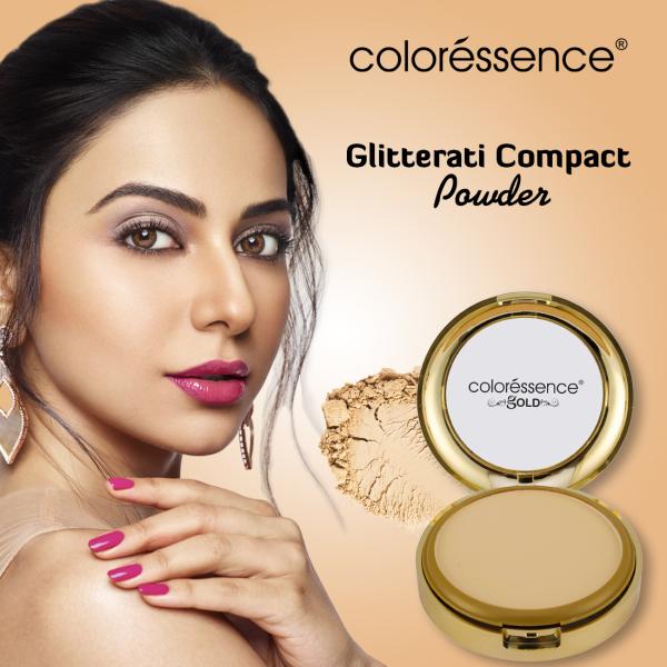 COLORESSENCE Glitterati Compact Powder Gold Range Oil Free Matte Finish ...