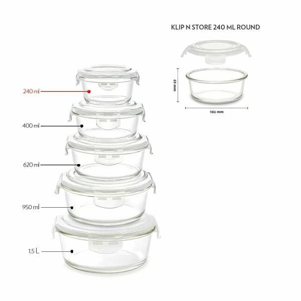 Borosil Borosilicate Glass Storage Container - 240ml, 1 Piece ...
