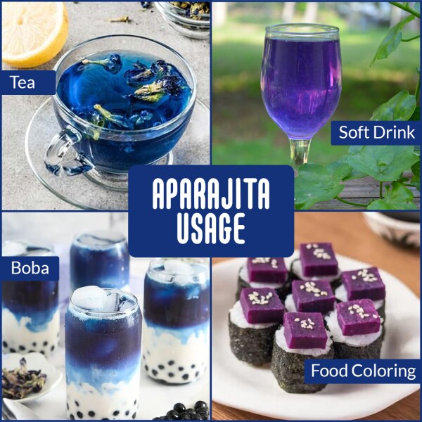 Nattfru Blue Pea / Aparajita Tea - Natural Blue Purple Iced Tea, Cooler ...