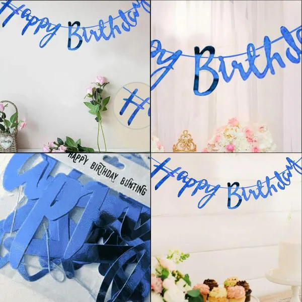 AMFIN Happy Birthday Blue Banner / Happy Birthday Decoration / Banner ...