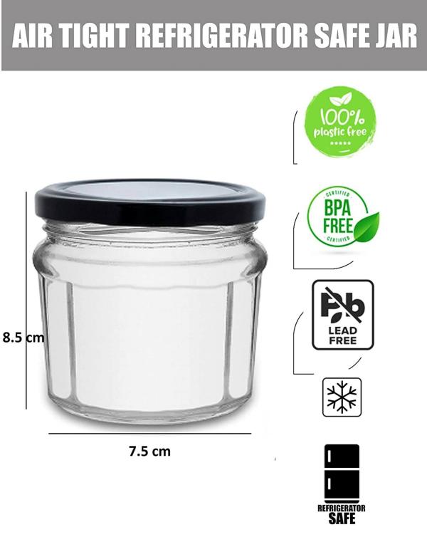 Machak Black Glass Gijar Kitchen Storage Glass Container, 300 Ml (Set ...