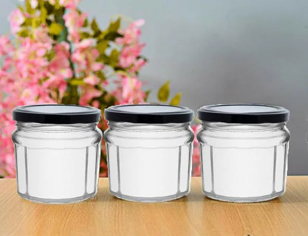 Machak Black Glass Gijar Kitchen Storage Glass Container, 300 Ml (Set ...