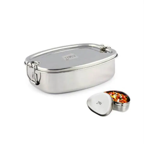 JVL Silver Stainless Steel Medium Size Deluxe Single Layer Tiffin Box ...