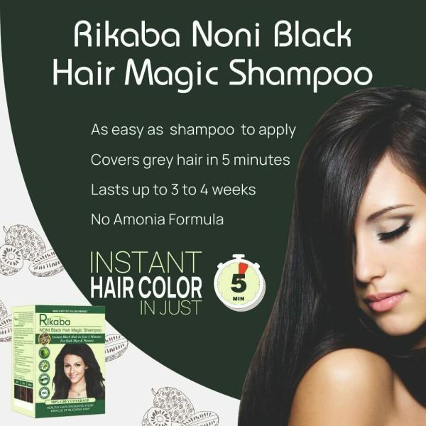 RIKABA Noni Hair Colour Shampoo for men women-20ml (Pack of 10) , Black ...