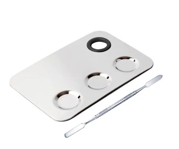 Beauté Secrets Cosmetic Palette with Spatula 3-Wells Stainless Steel ...