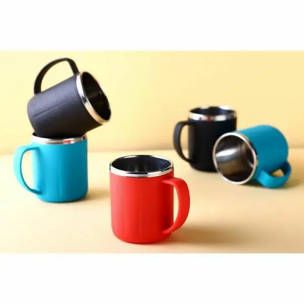 GANESH Happy Time Coffee,Tea Mug Plastic with Insulated Steel Inner Cup ...