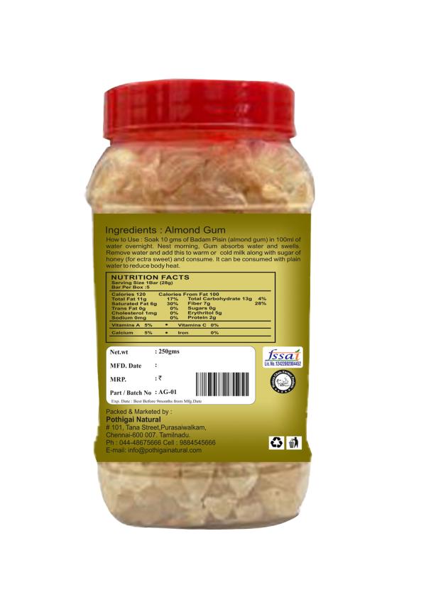 Pothigai Natural Almond Gum/Badam Pisin/Badam Gum -100% Natural-Body ...