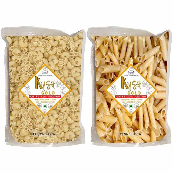 Kush Gold Durum Wheat Pasta - Combo Pack of Elbow Macaroni & Penne Pasta (400gm Each) - JioMart