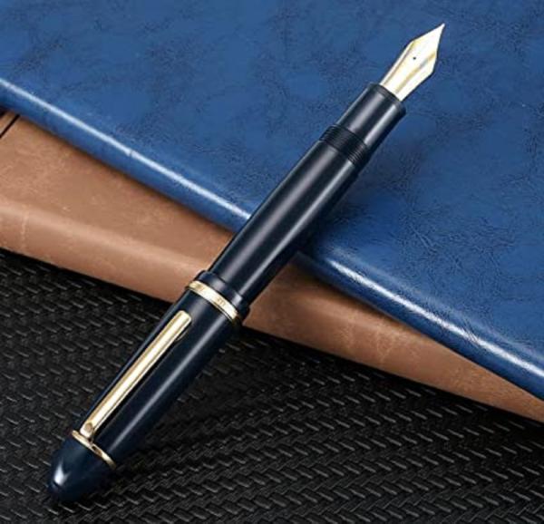 GOLD LEAF Jinhao X159 Extra Fine Nib Fountain Pen,Navy Blue with Golden Clip Acrylic - JioMart