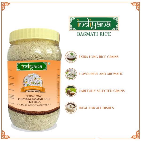 Indiyana Basmati XXL Long Grain Premium Sella Rice 5kg with 950gm (6kg ...