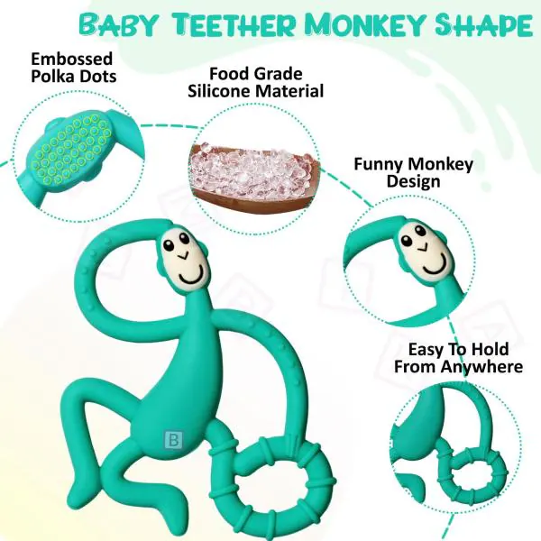 Bembika Green Silicone Baby Teether Toys Monkey Shape For Kids - JioMart