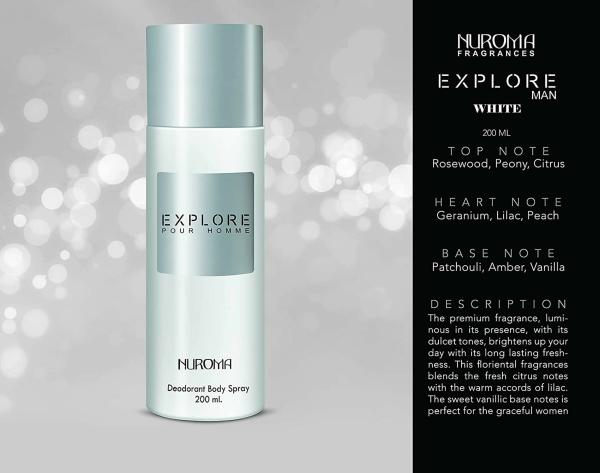 Nuroma Deodorant Body Spray for Men, 200ml - Explore White - JioMart