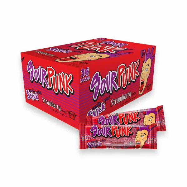 Sour Punk Strawberry Flavor Candy Sticks - 40g Each (Pack of 24) - JioMart