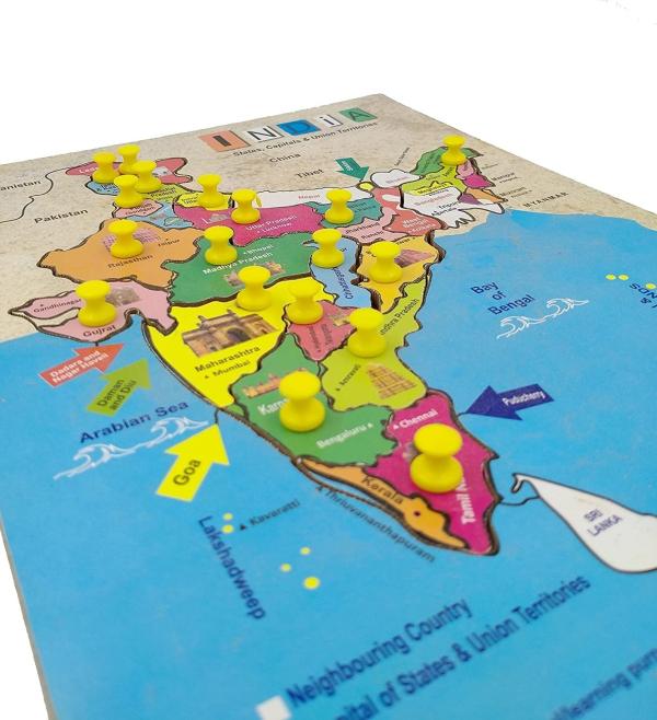 Enorme Big Wooden India Map, Shapes and Colors Puzzle s Educational and ...