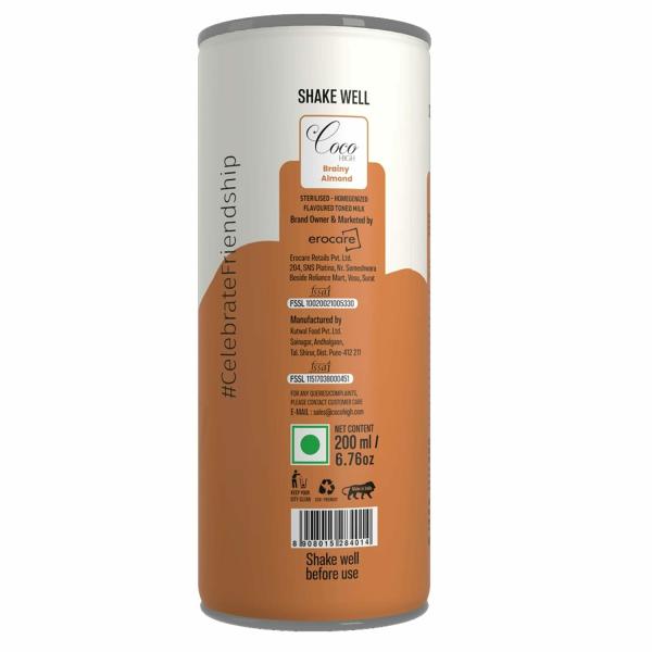 COCO HIGH Brainy Almond,Badam Flavour Milk, 200 Ml (16 Cans) Flavoured ...