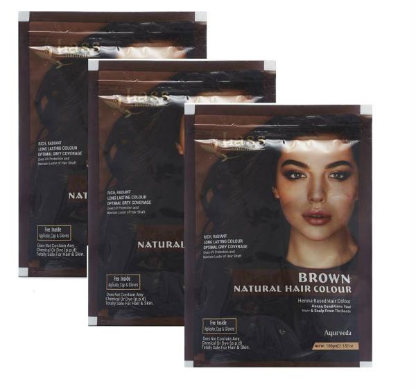Lass Naturals Hair Color (Brown) Natural Henna Powder with Hair ...