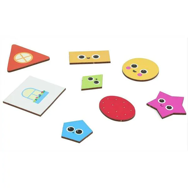Fiddly's Wooden Geometrical in Cartoon Shapes Puzzle Board for Kids ...