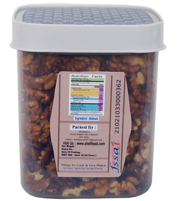 Shellfeast Walnut Kernels Brown Half In Food Grade Jar 1 Kg (500x2), Akhrot Giri Magaz, Dry ...
