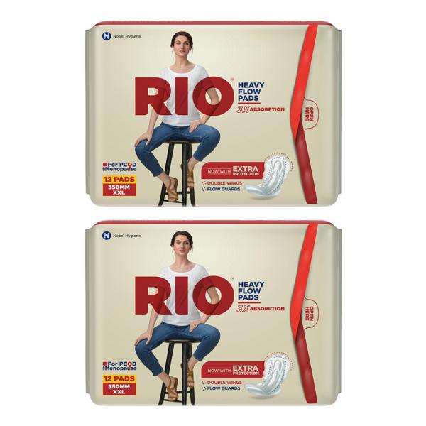 RIO Heavy Flow XXL Sanitary Pads 24 Pieces (Pack of 2) with 350mm ...