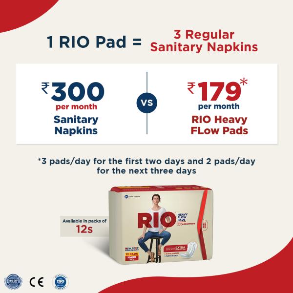 RIO Heavy Flow XXL Sanitary Pads 24 Pieces (Pack of 2) with 350mm ...