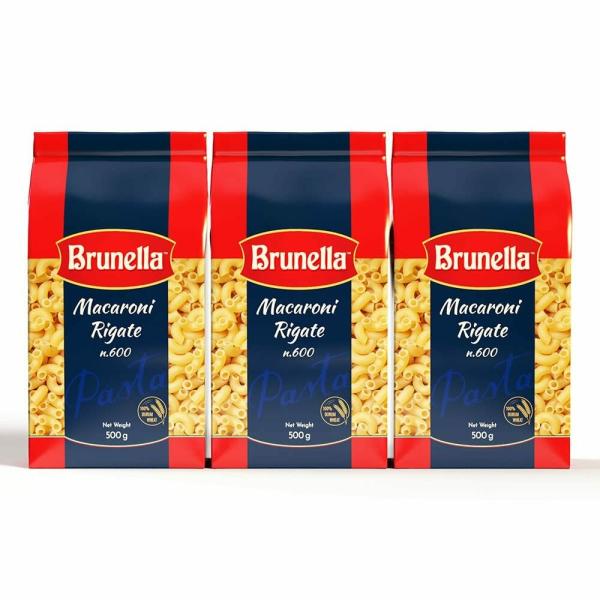 Brunella Macaroni Rigate Pasta, 500g, Pack of 3 - JioMart