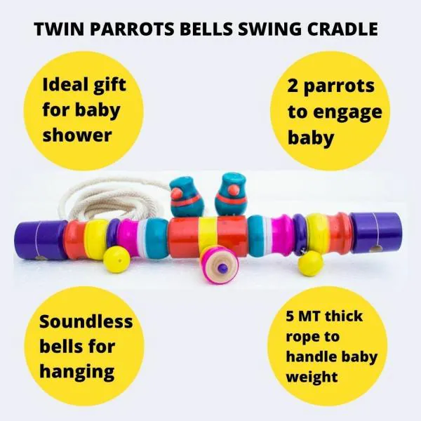 Pyengora Wooden Thottil Kambu Baby Cradle Swing Stick,with 5 MT Rope ...