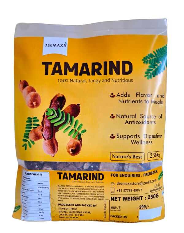 DeeMaxx Premium Seedless Tamarind (250gm) - Organic and Authentic ...