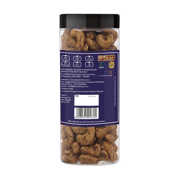 D'Nature Fresh Roasted & Salted Black Pepper Cashews Nut Kaju 1kg Jar (Pack of 4 -250g Each ...