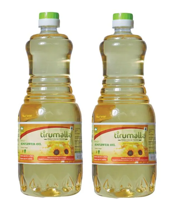 Tirumalla Refined Sunflower Oil - 2 Liter, Combo Pack of 2 x 1 Liter Bottle - JioMart