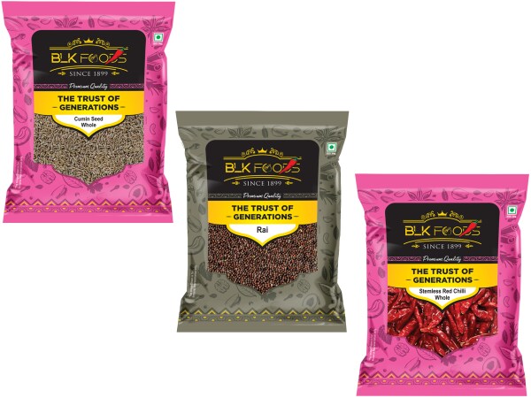 BLK Foods 500g Tadka Whole Spices combo | 200g Cumin Seed / Rai, 100g ...