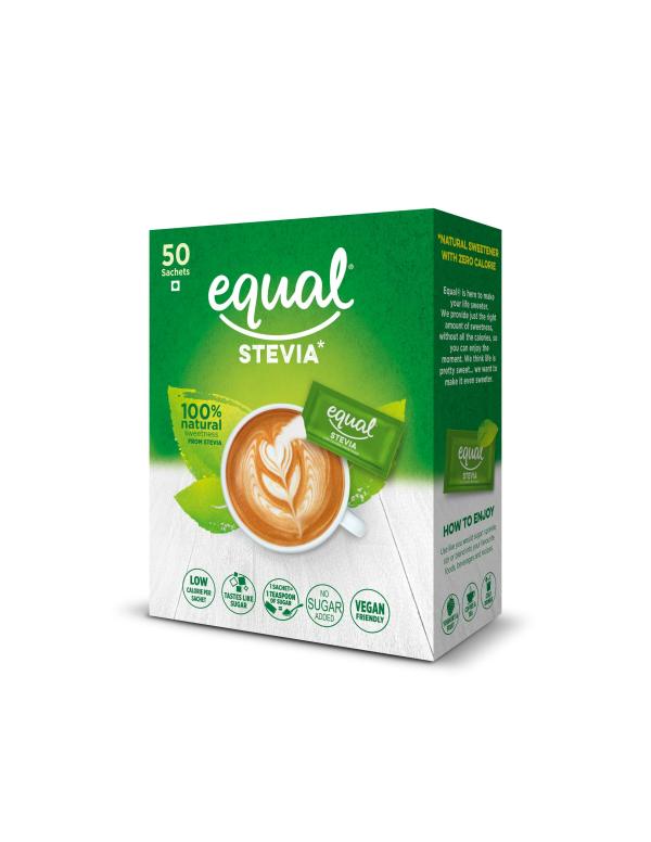 Equal Stevia Natural Sweetener, Sugar Free, 50 Sachet - JioMart