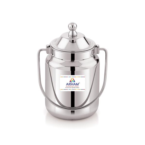 ARHAM STAINLESS STEEL Barni/Akhand Barni/Milk Can/Oil Can -500ML (with ...