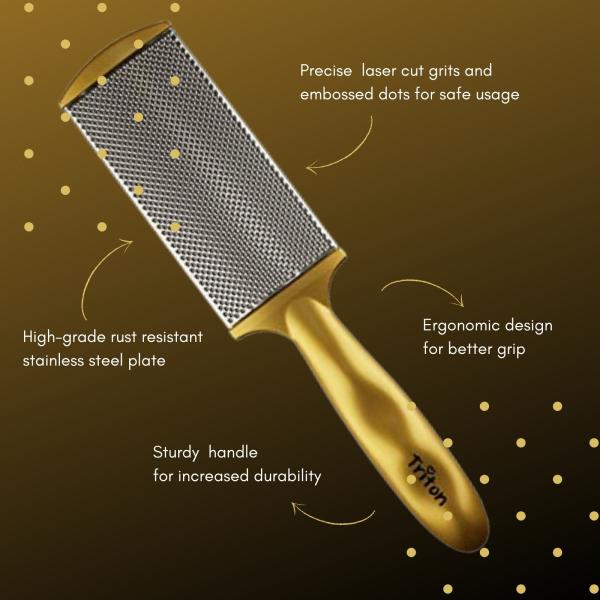 TRITON Professional Dual Sided Foot Scrubber,Filer with Steel and Emery ...