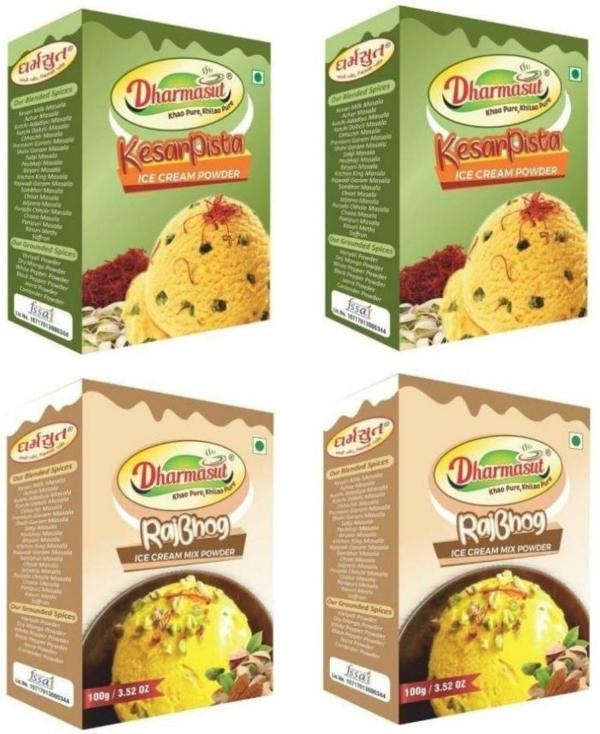 Dharmasut Kesar Pista, Rajbhog Ice Cream Mix Powder, 100 G Each (Combo ...