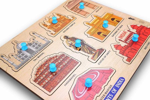 Grest Mini Wooden Human Body Parts and Monuments Puzzle with Knobs ...