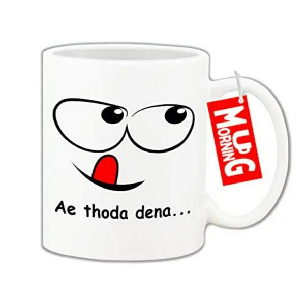 Mug Morning Ae Thoda Dena Emoji Mug Funny Emoji Mug Emoji Coffee Mugs - JioMart
