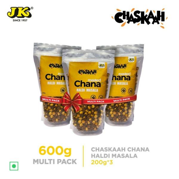 Chaskaah Haldi Masala Chana 600g (200gx3) by JK | Bhuna Chana | Roasted Masala Chickpeas Roasted ...
