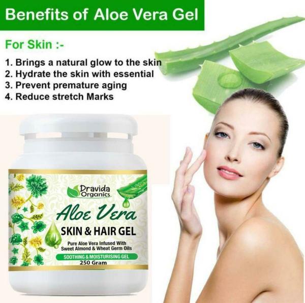 Dravida Organics Anti-Aging Aloe Vera Gel All Skin Type 100 Percent ...