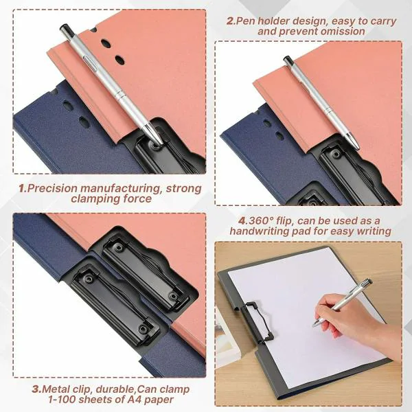 RONTENO File Pad A4 360 Over Flip Writing Pad Waterproof Clipboards File Folder(4 Pics, Multi ...