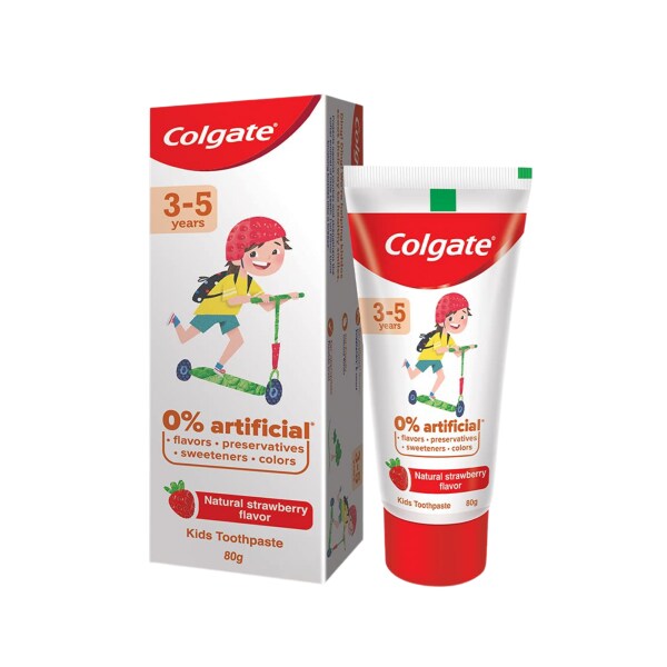 Colgate Toothpaste for Kids (3-5 years), Natural Strawberry Flavor-80 ...