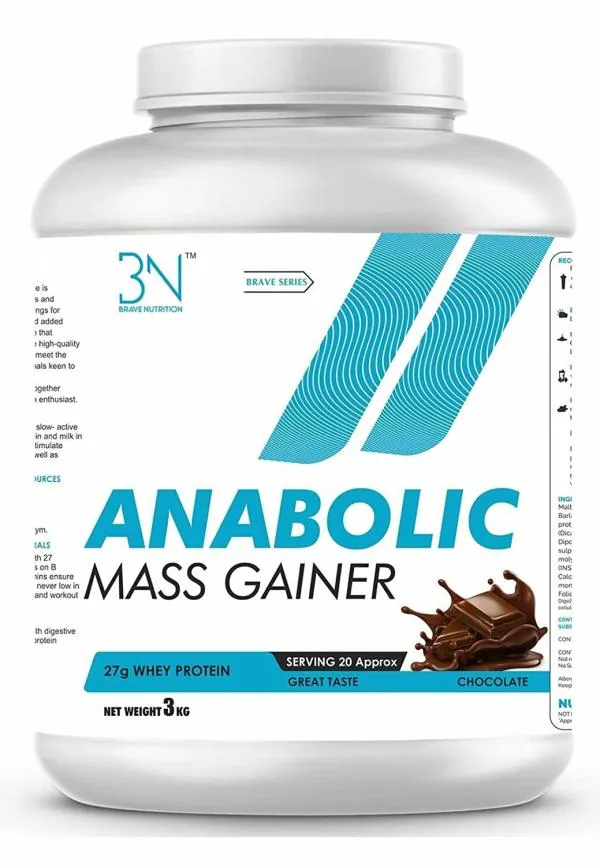 Brave Nutrition Anabolic Mass Gainer With USA Whey Protein & Digestive ...