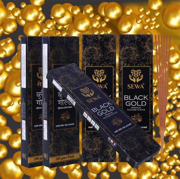 SEWA Black Gold Charcoal Free Premium Incense Stick (Pack of 5) 100 gm ...