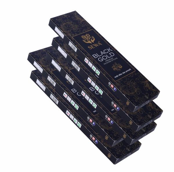 SEWA Black Gold Charcoal Free Premium Incense Stick (Pack of 5) 100 gm ...