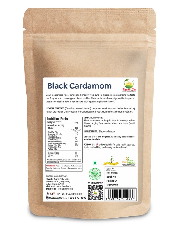 Dawn Lee Black Cardamom 100 Grams Kali Elaichi or Sabut Badi Elaichi ...